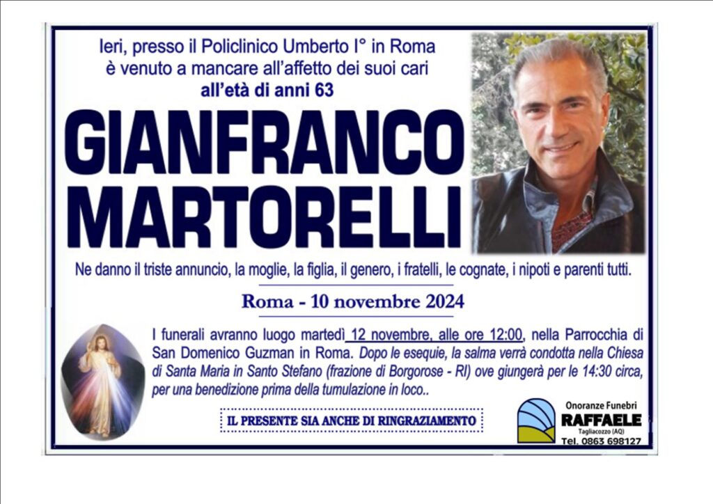 Lutto per la scomparsa del caro Gianfranco Martorelli – ConfineLive
